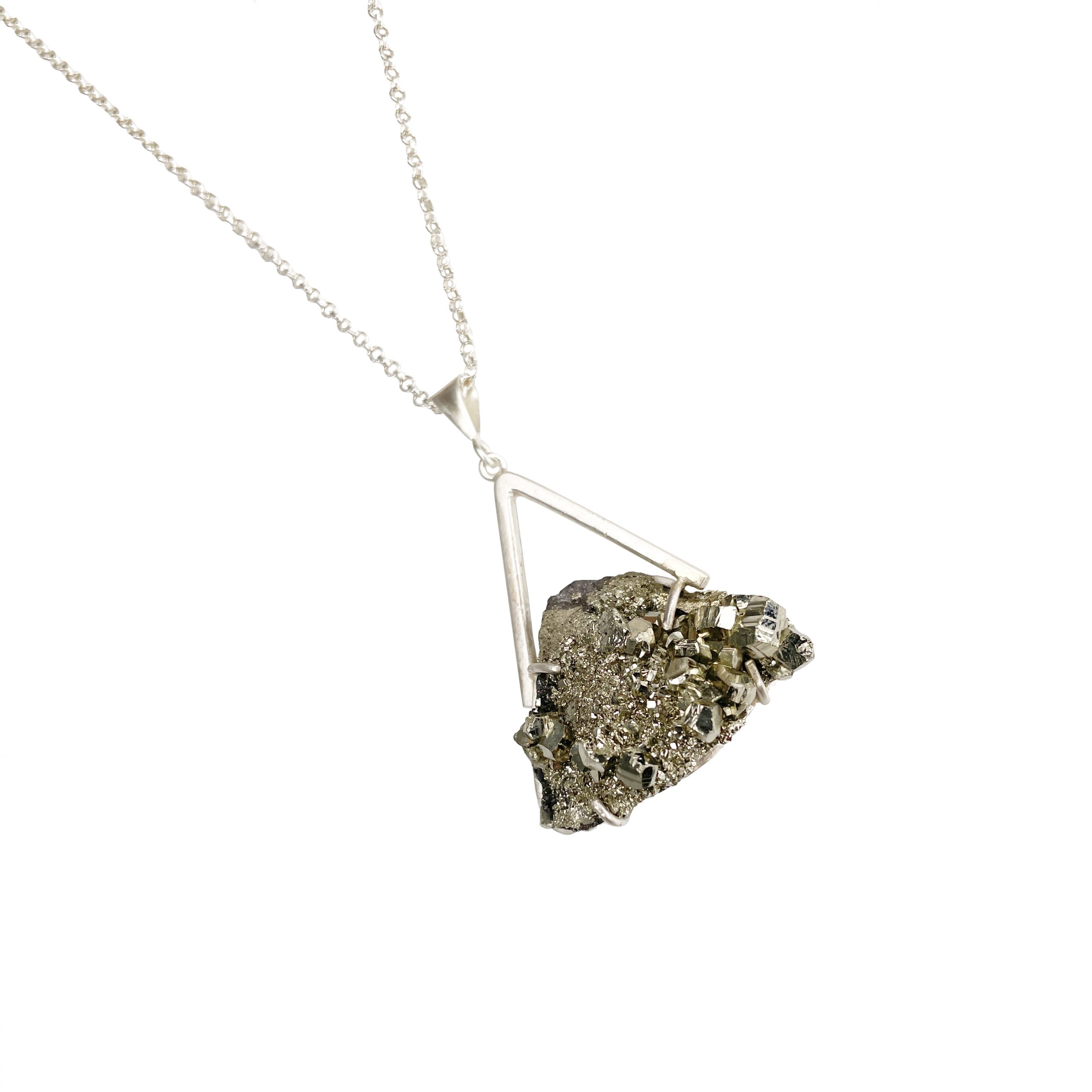 Buy Small triangle Pyrite necklace | AMAMINERALI